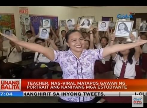 Guro, nag-viral matapos gawan ng portrait ang kanyang mga estudyante sa ...