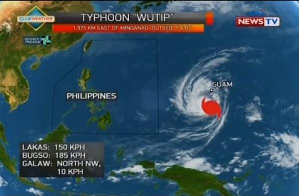 Typhoon Wutip moving north-northwest outside PAR, but still no effect ...