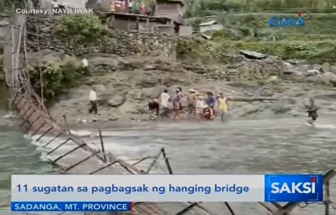 11 persons hurt after the collapse of a Mountain Province footbridge ...
