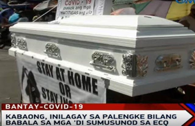 Kabaong ginagamit na babala sa mga lumalabag sa quarantine sa Caloocan ...