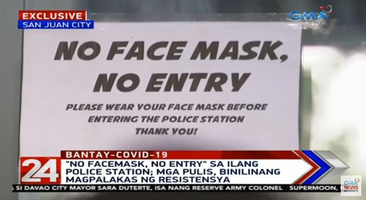 ‘No face mask, no entry’ implemented in San Juan police station | GMA ...