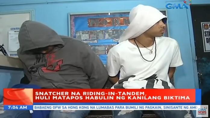 Mga snatcher na riding-in-tandem, huli nang habulin ng biktima ...