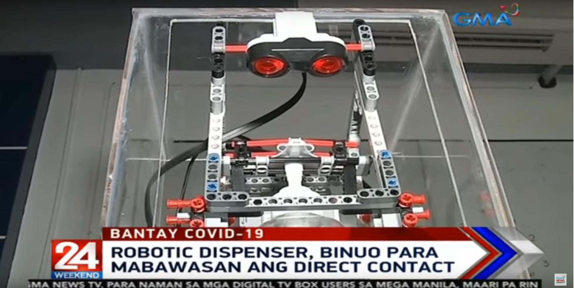 Bulacan college creates robotic alcohol dispenser using Legos | GMA ...
