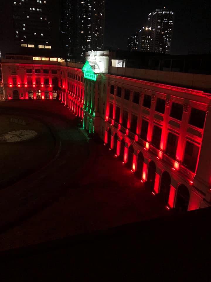 DLSU lights up in red and green to honor frontliners, fallen heroes in ...