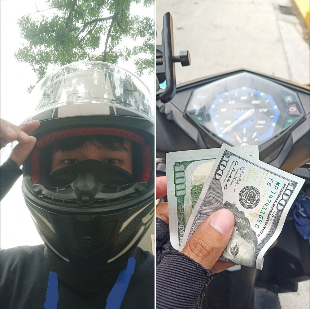 Food delivery rider receives $100 from officer at checkpoint | GMA News ...