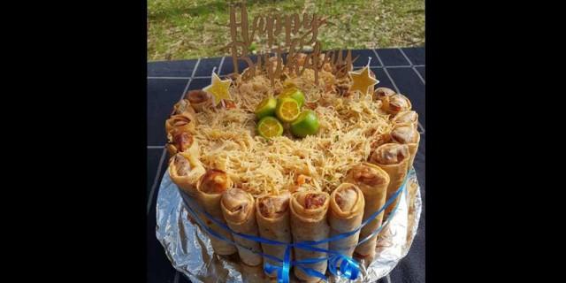 This Pancit cake with fried lumpia is the ultimate Pinoy party food