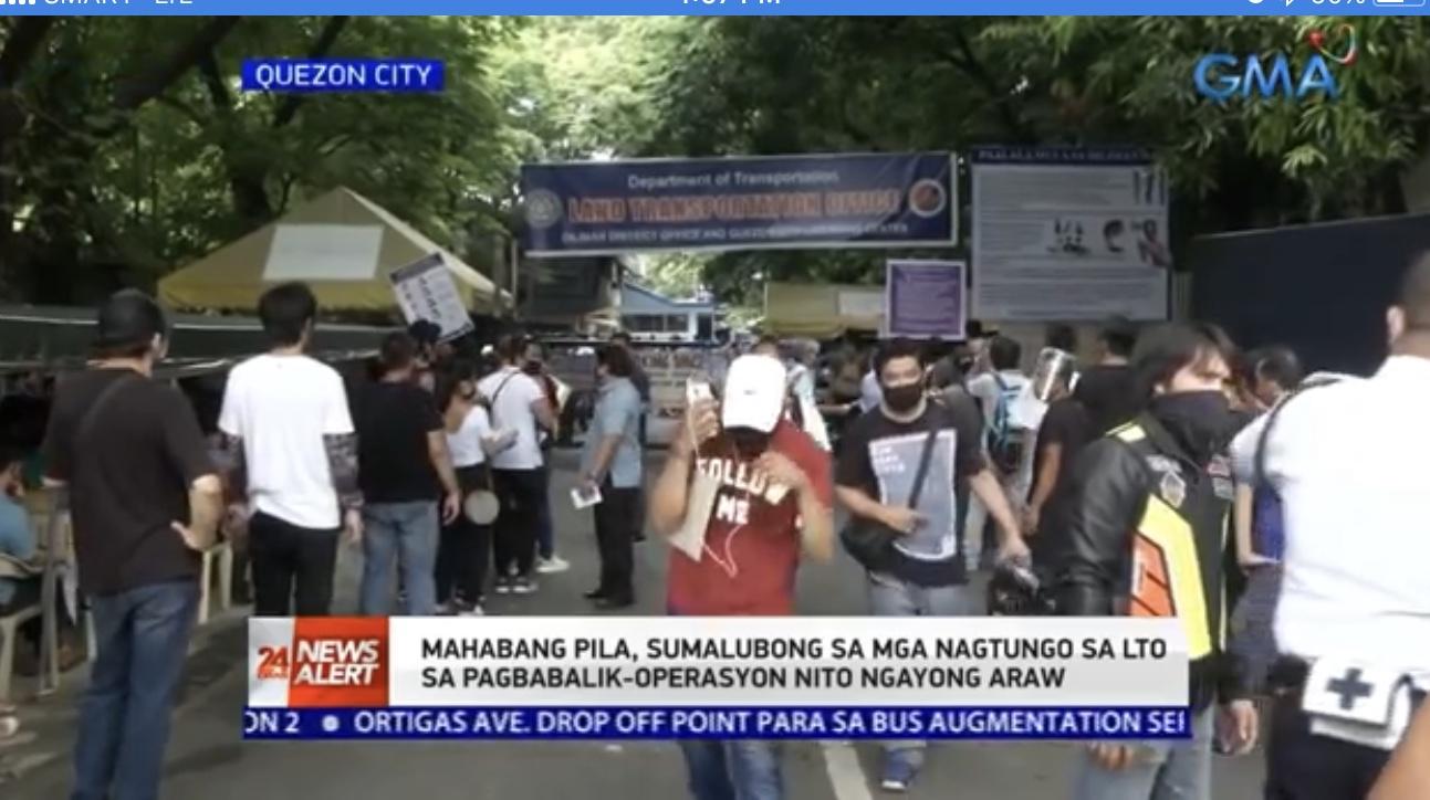 Long lines build up at LTO office on first day of resumption of ...