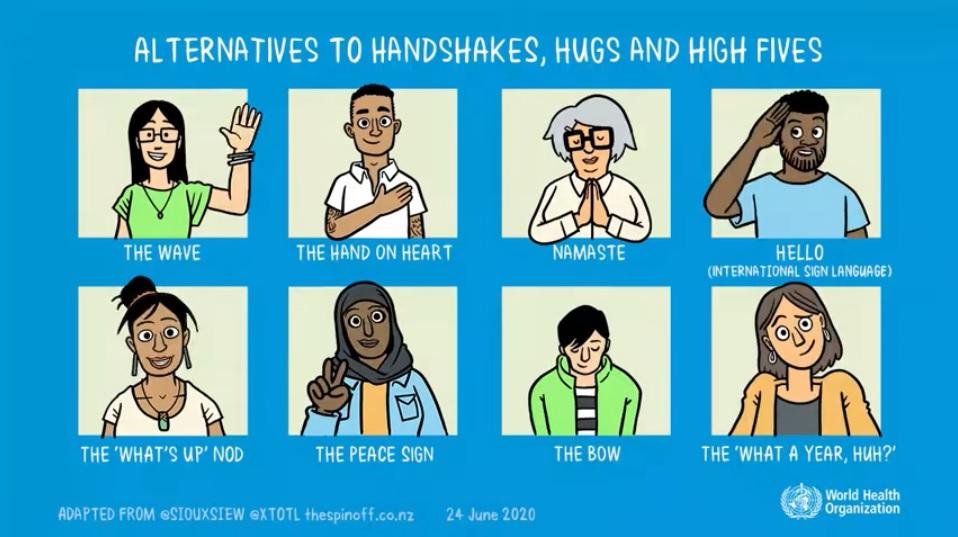WHO shares alternatives to handshakes, hugs, and high-fives for the new ...