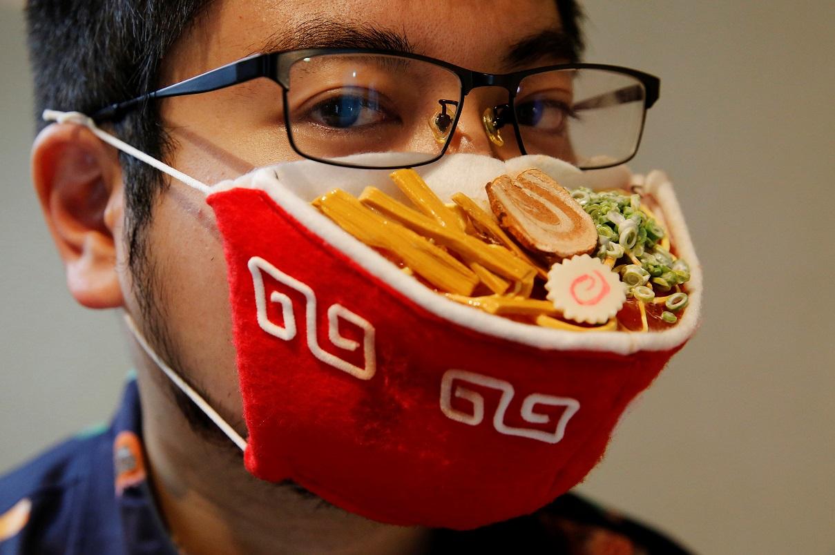 Japanese artist creates ramen face mask to complement fogged glasses ...