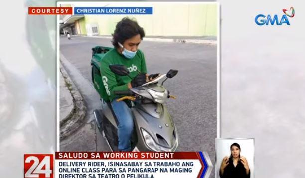 Delivery rider takes online classes on the road │ GMA News Online
