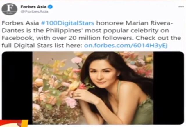Marian Rivera, kabilang sa Forbes Asia Top 100 Digital Stars | Balitambayan