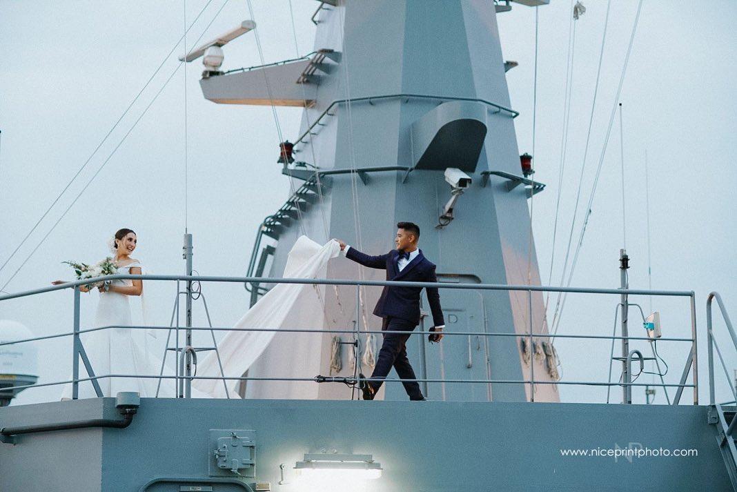 Scenes from Rocco Nacino and Melissa Gohing's naval ship wedding | GMA ...