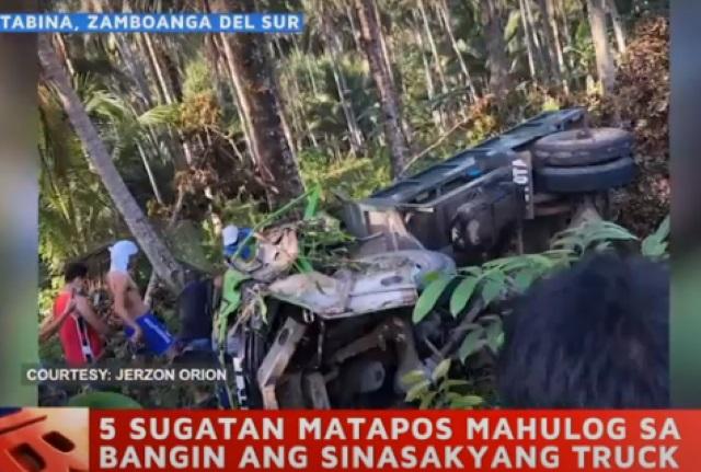 5 katao, sugatan sa pagkahulog ng truck sa bangin sa Zambo Sur ...