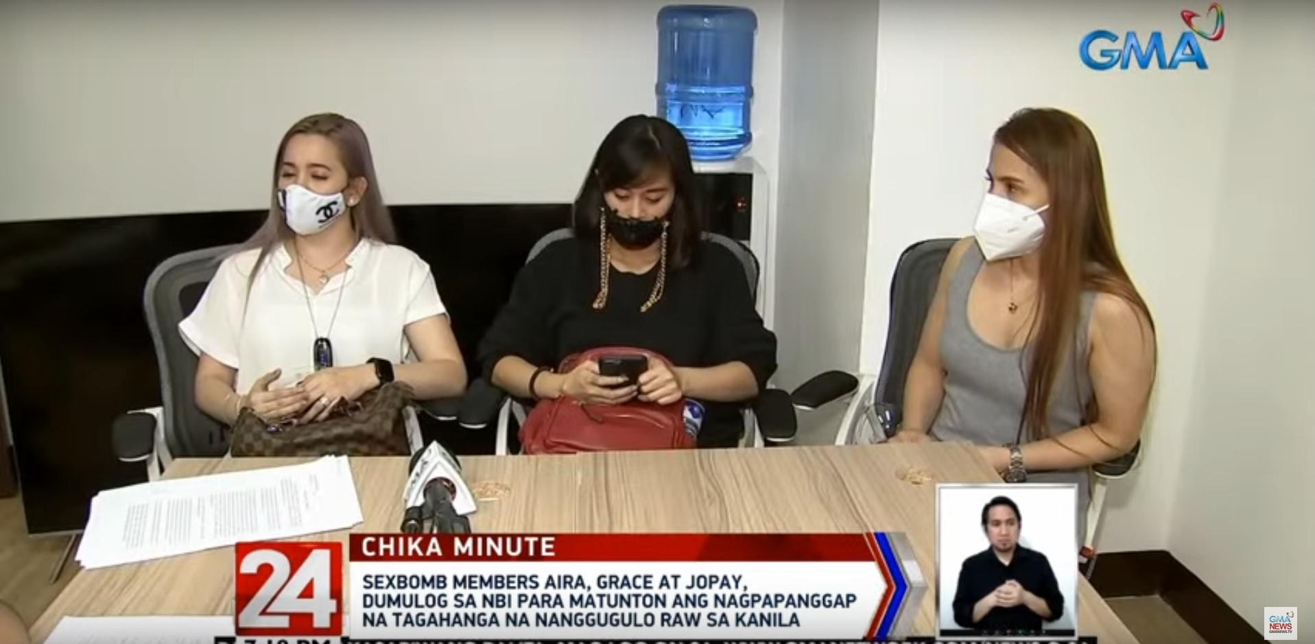 Sexbomb members Aira, Grace, Jopay ask for NBI's help vs ‘fan’ | GMA ...