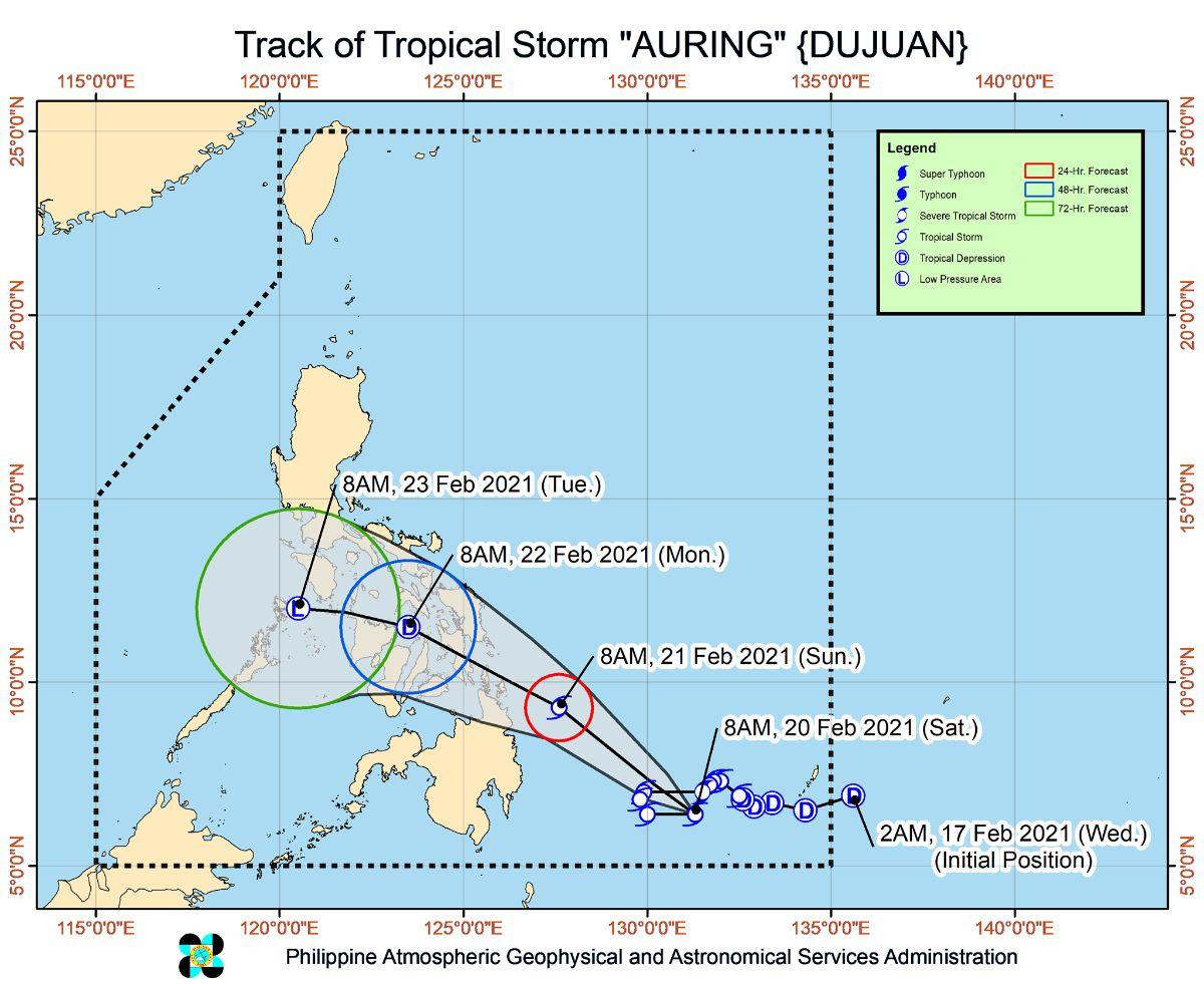 25 areas under Signal No. 1 as Auring maintains strength while moving ...