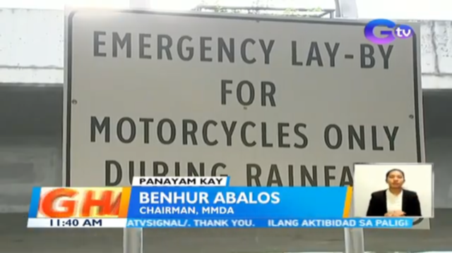 MMDA sets up emergency lay-by areas for motorcycle riders | GMA News Online