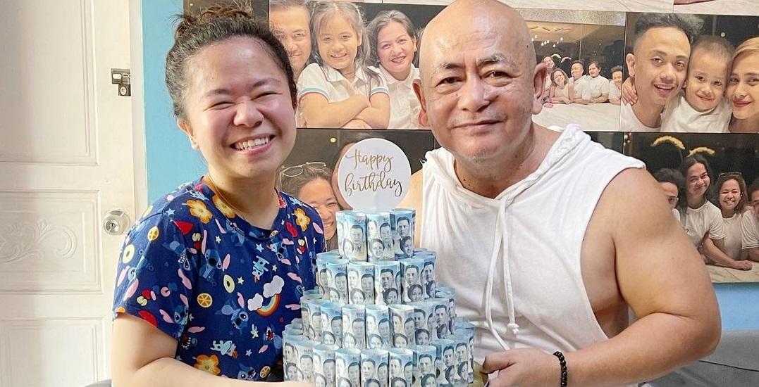 Kiray gifts dad with cake made of P62K cash on 62nd birthday | GMA News ...