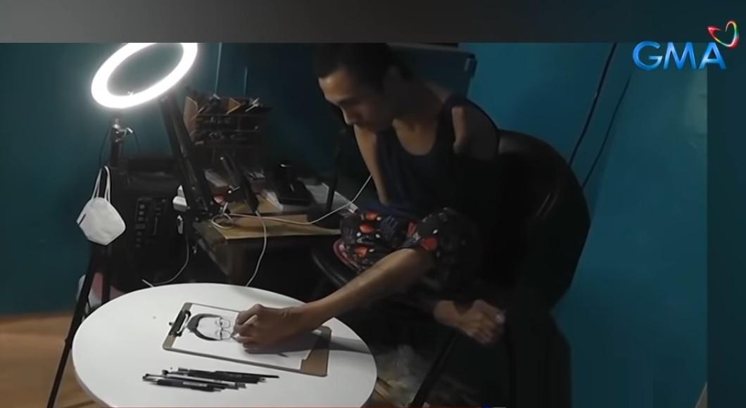 Lalaki, gumuguhit ng mga portrait gamit ang kaniyang mga paa | Balitambayan