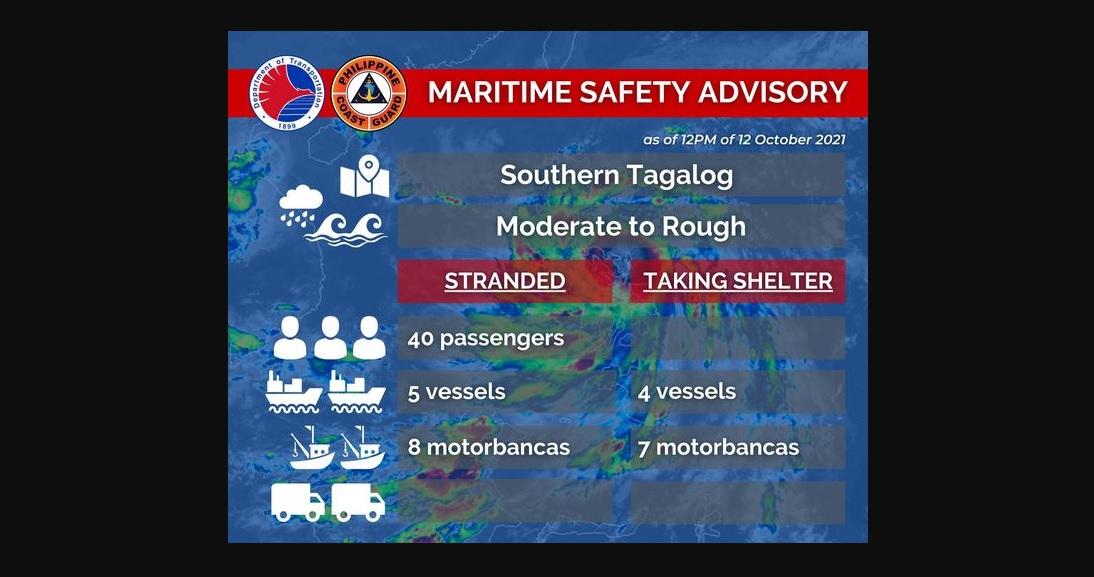 PCG reports 40 passengers, 5 vessels stranded due to Maring | GMA News ...