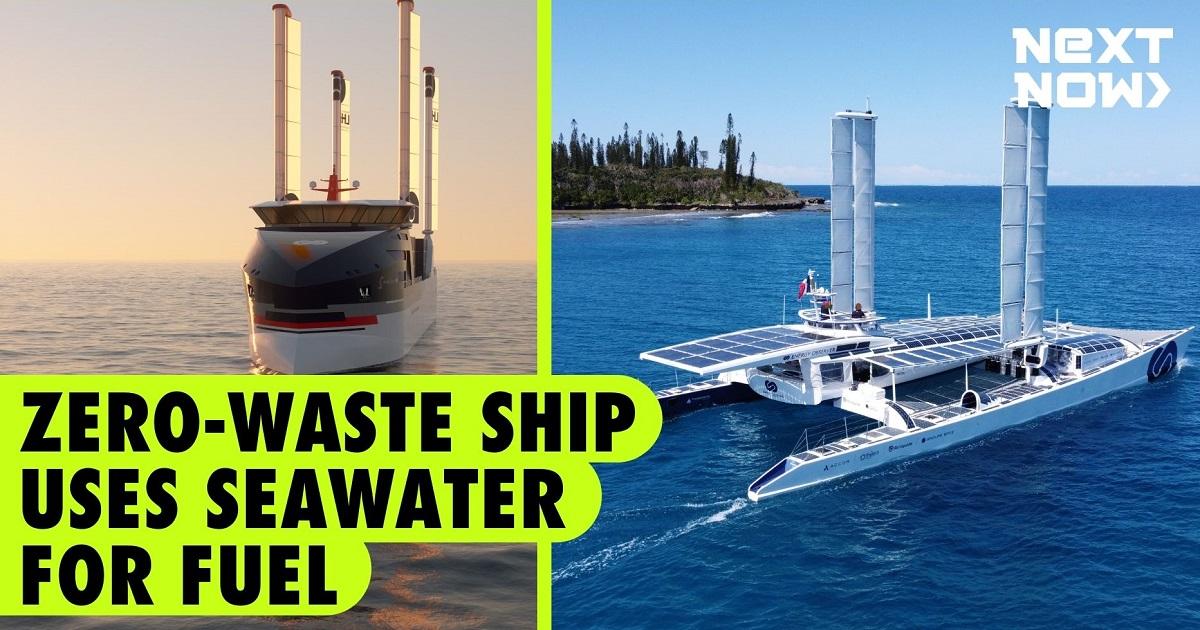 Sustainable ship powered by seawater, renewable energy sails around the ...