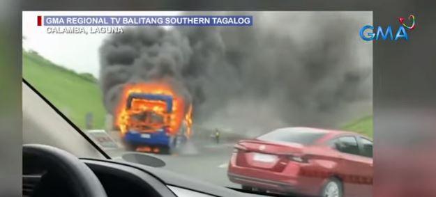 Bus burns on SLEX | GMA News Online