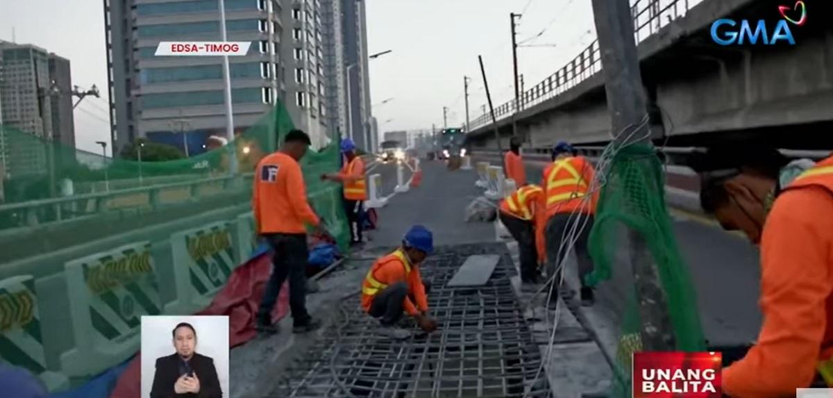 EDSA-Kamuning flyover undergoes repair, open only to light vehicles and ...