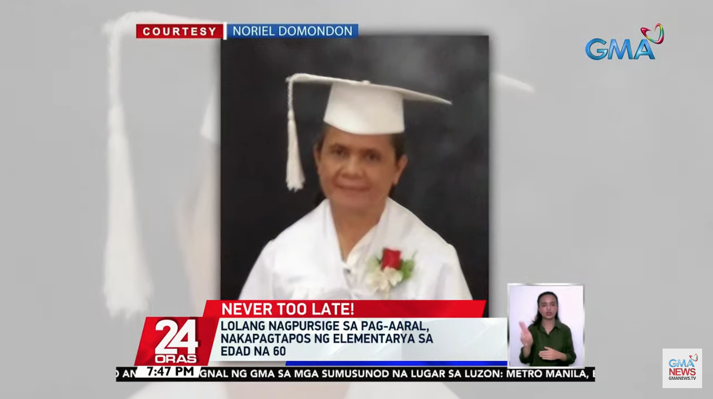 60-year-old lola from Binangonan, Rizal is now an elementary graduate ...