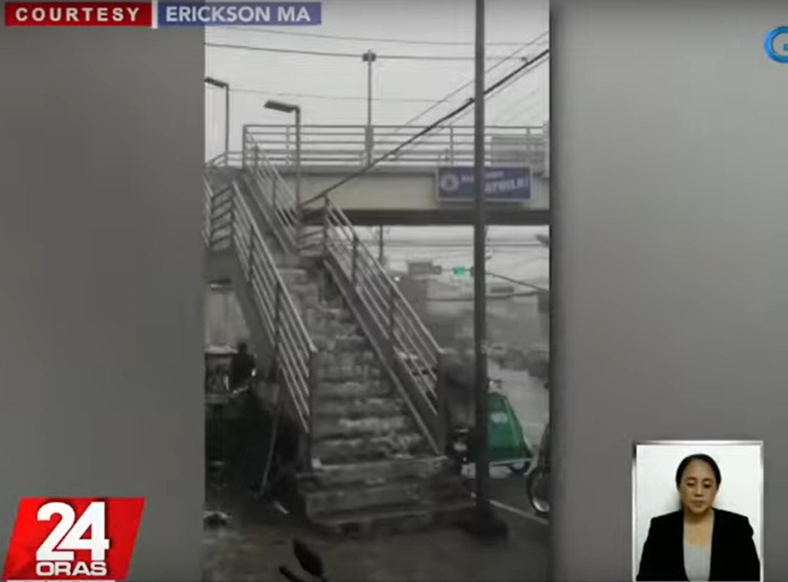 DPWH to fix footbridge that turns into a waterfall when it rains │ GMA ...