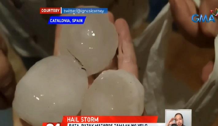 Bata, patay matapos tamaan ng yelo sa ulo na dulot ng hailstorm sa Spain | Balitambayan
