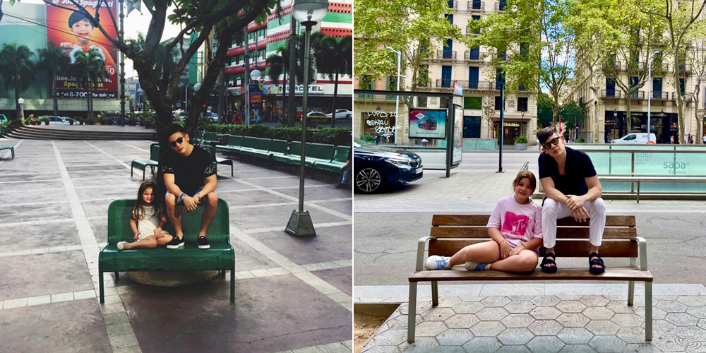 Jake Ejercito and daughter Ellie recreate bench photo from seven years ...