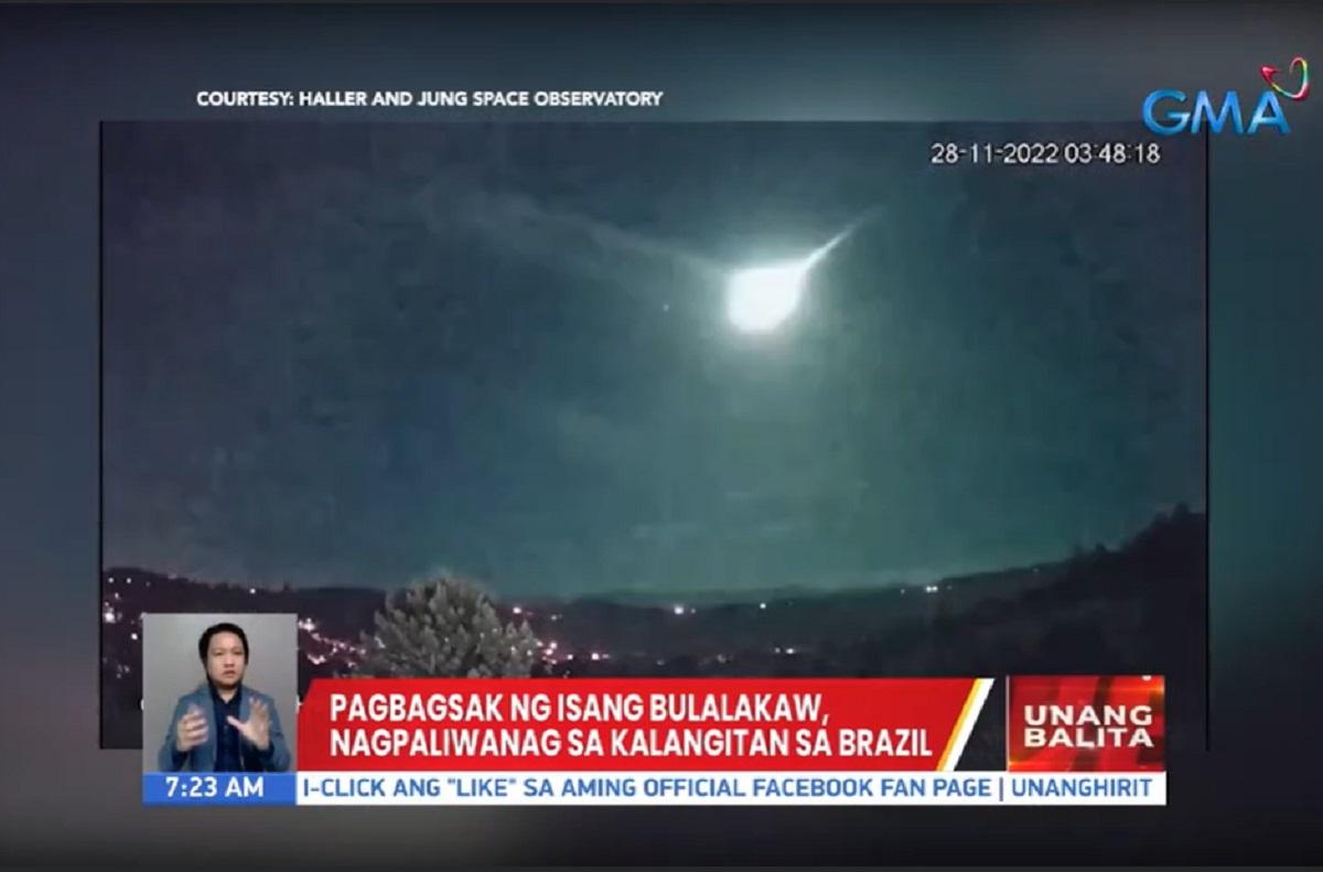 Pagbagsak ng isang bulalakaw, nagpaliwanag sa kalangitan sa Brazil ...