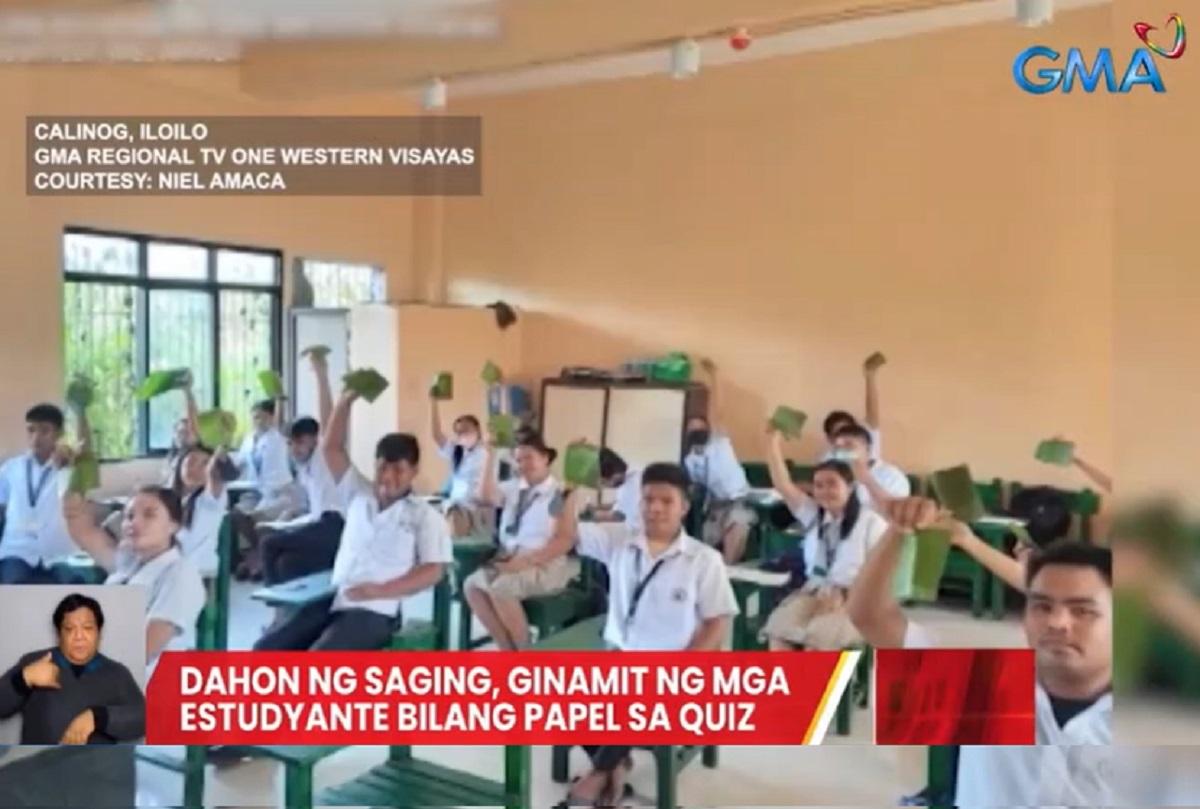 Dahon ng saging, ginamit ng mga estudyante bilang papel sa kanilang ...