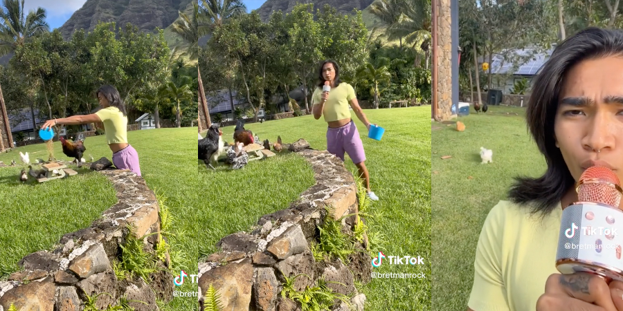 Bretman Rock uses karaoke mic to call his chickens for lunch | GMA News ...