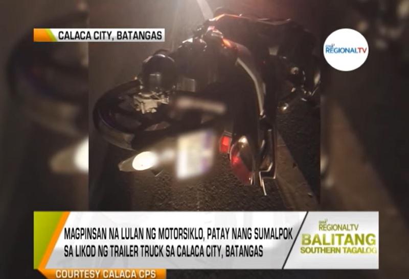 Magpinsang sakay ng motorsiklo, patay matapos sumalpok sa likod ng ...