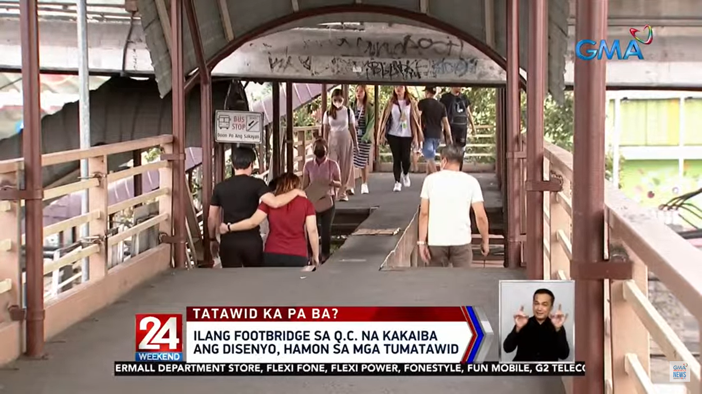Footbridge sa Cubao, extra challenge sa mga pedestrian dahil sa makipot na 'divider' | Balitambayan