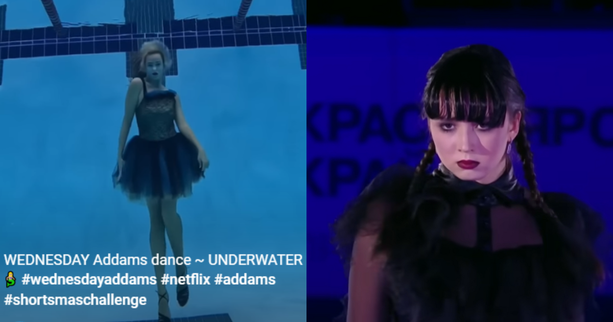 'Wednesday' viral dance performed underwater, on ice skating rink | GMA ...