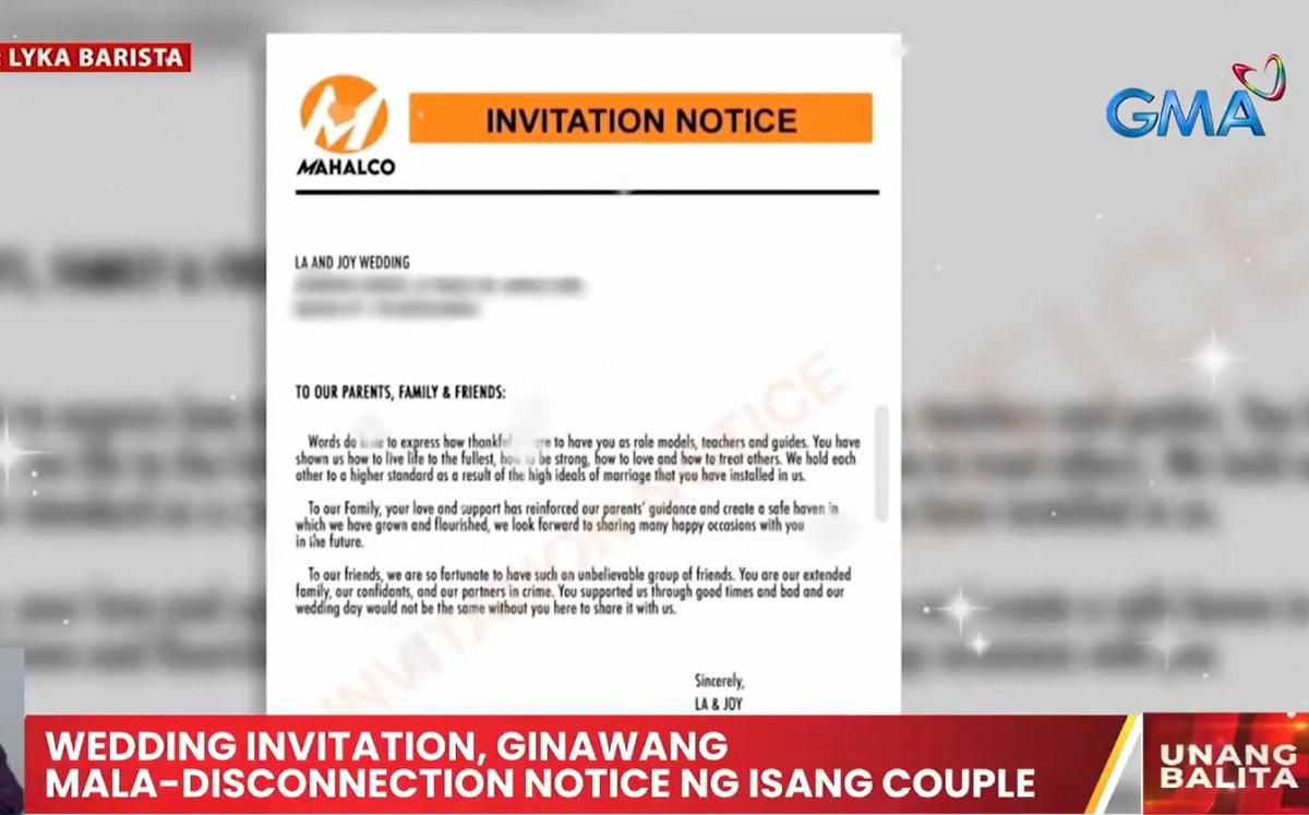Mala Disconnection Notice Na Wedding Invitation Pakulo Ng Couple Sa Kanilang Mga Ninong At
