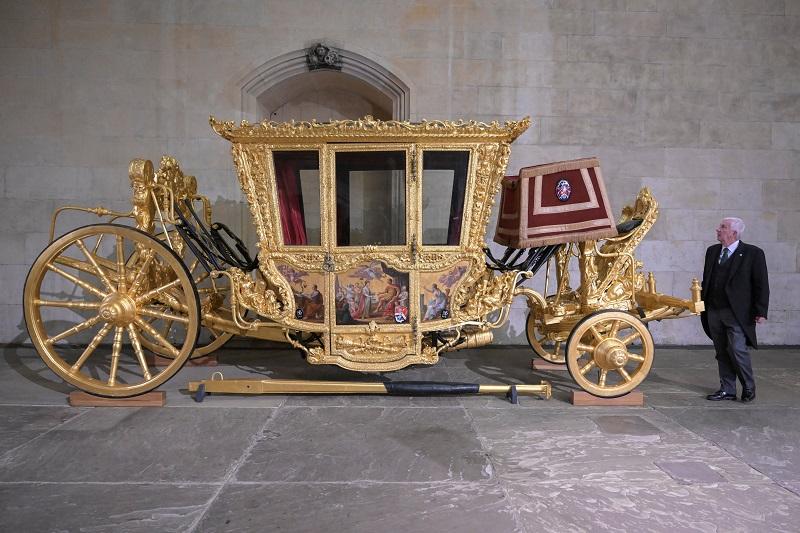 17th century State Coach on display at the Palace of Westminster ...