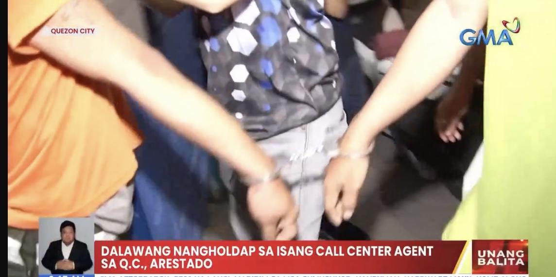 2 lalaking nakamotorsiklo, arestado matapos mangholdap ng call center agent sa QC | Balitambayan