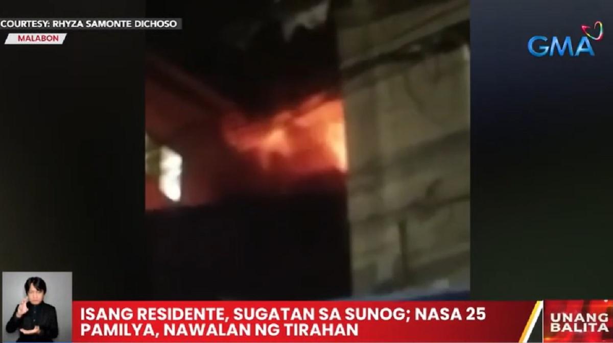25 pamilya, nawalan ng tirahan; 1 residente, sugatan sa sunog sa Malabon | Balitambayan