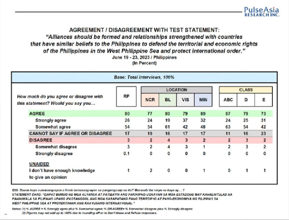 Pulse Asia: 80% of Pinoys want alliances to defend West Philippine Sea ...