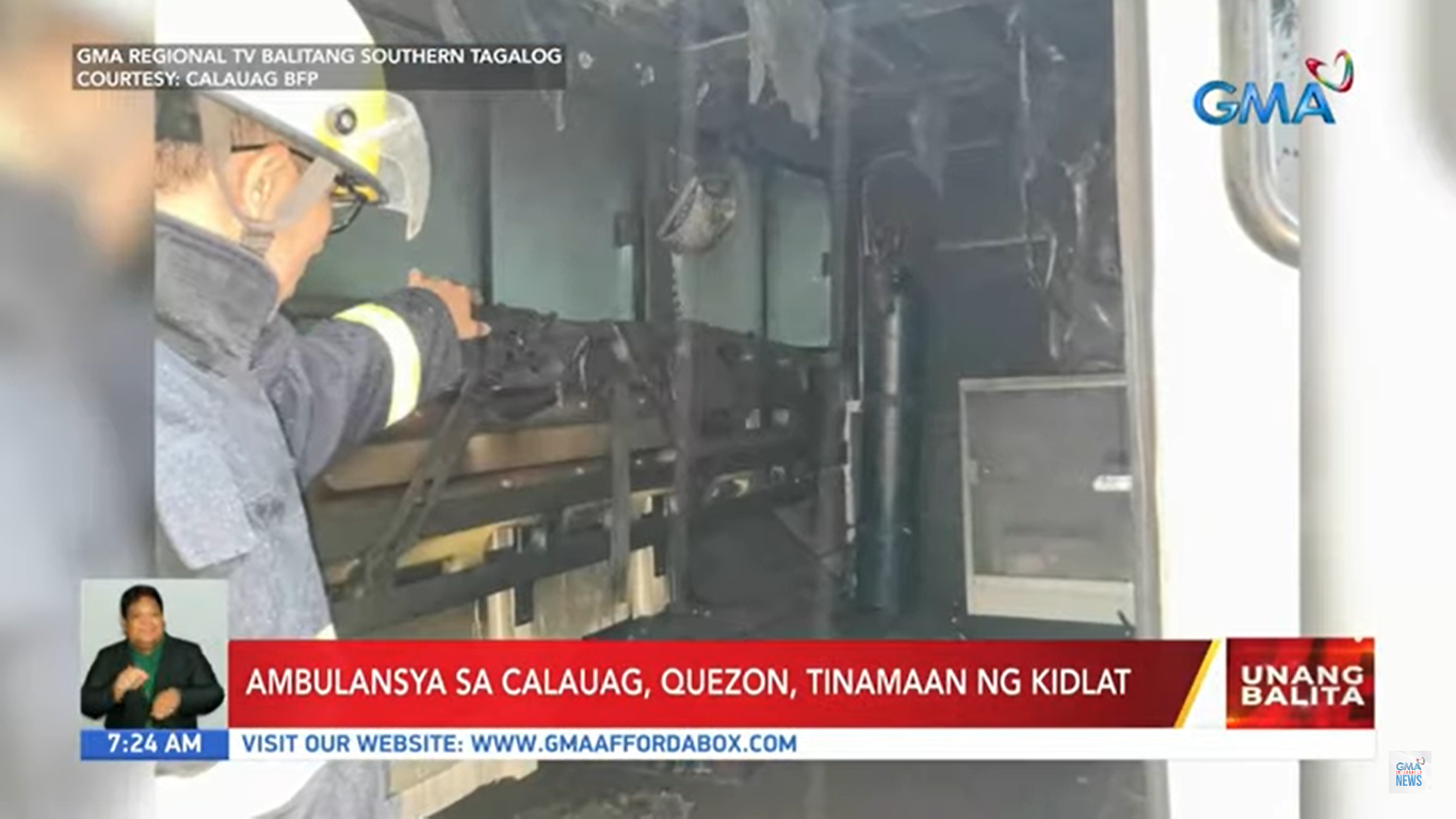 Ambulansiya sa Quezon, nagliyab matapos tamaan ng kidlat | Balitambayan