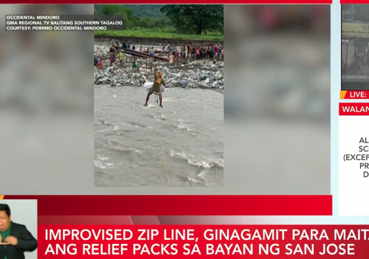 Improvised zipline, ginamit para mahatiran ng relief packs ang mga Mangyan sa Occidental Mindoro ...