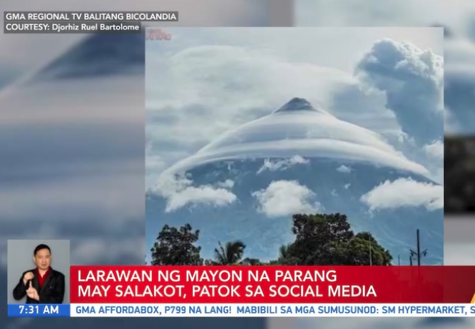 Bulkang Mayon, nakunan na mistulang may suot na salakot | Balitambayan