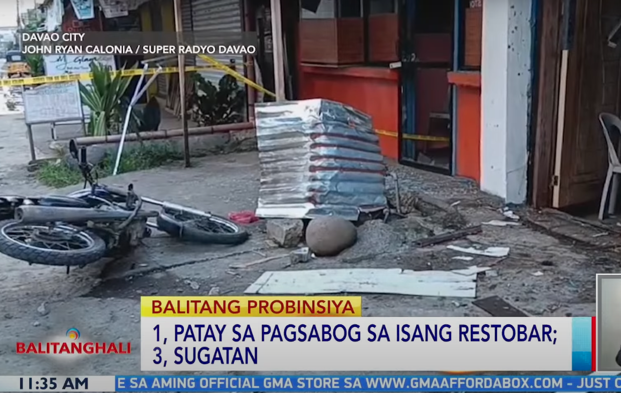 1 patay, 3 sugatan sa pagsabog sa isang restobar sa Davao City ...