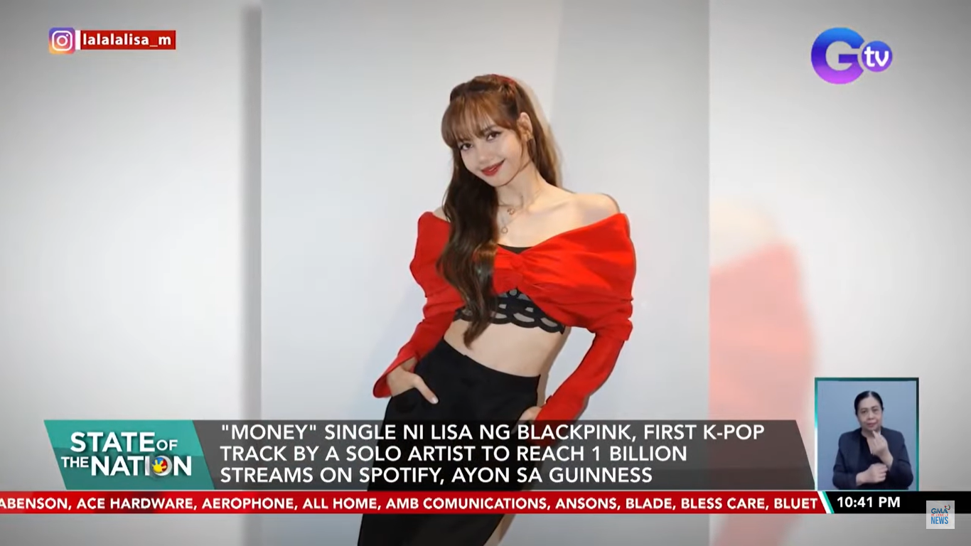 ‘Money’ ni Lisa ng Blackpink, nakuha ang Guinness record nang umabot sa 1B streams sa Spotify ...