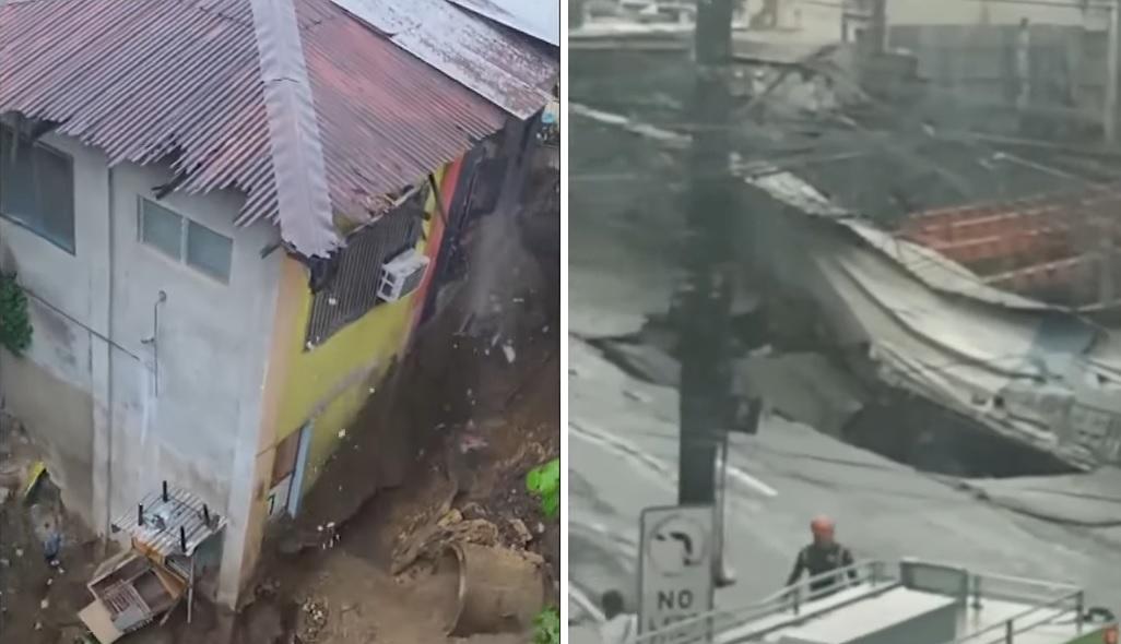Road, 2-storey house collapse as heavy rains hit Cebu | GMA News Online