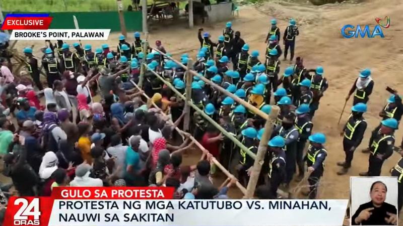 Anti-mining protesters, guards clash in Palawan | GMA News Online