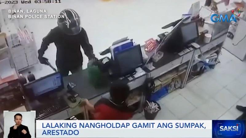 Man robs store in Laguna using 'sumpak' | GMA News Online