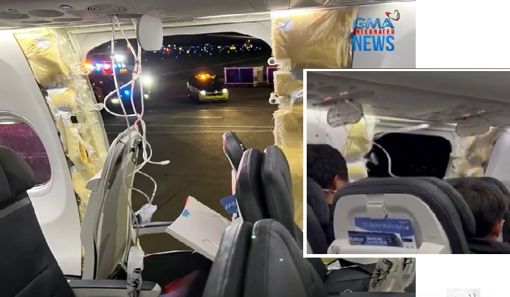 Eroplanong lumilipad sa USA, biglang tumalsik ang bahagi na may bintana ...